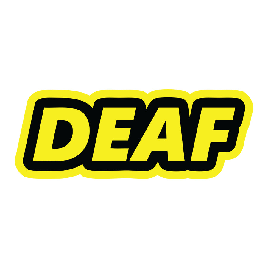 STICKER: Outline Deaf, Neon Yellow – DeafBikeSigns